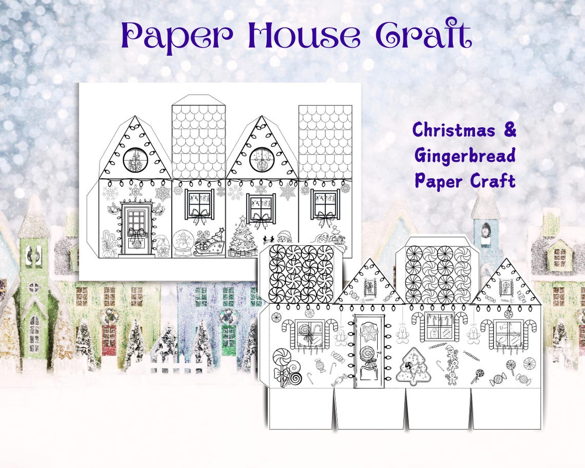 Christmas & Gingerbread Paper House Craft Kit Bundle/kids Activity/two ...