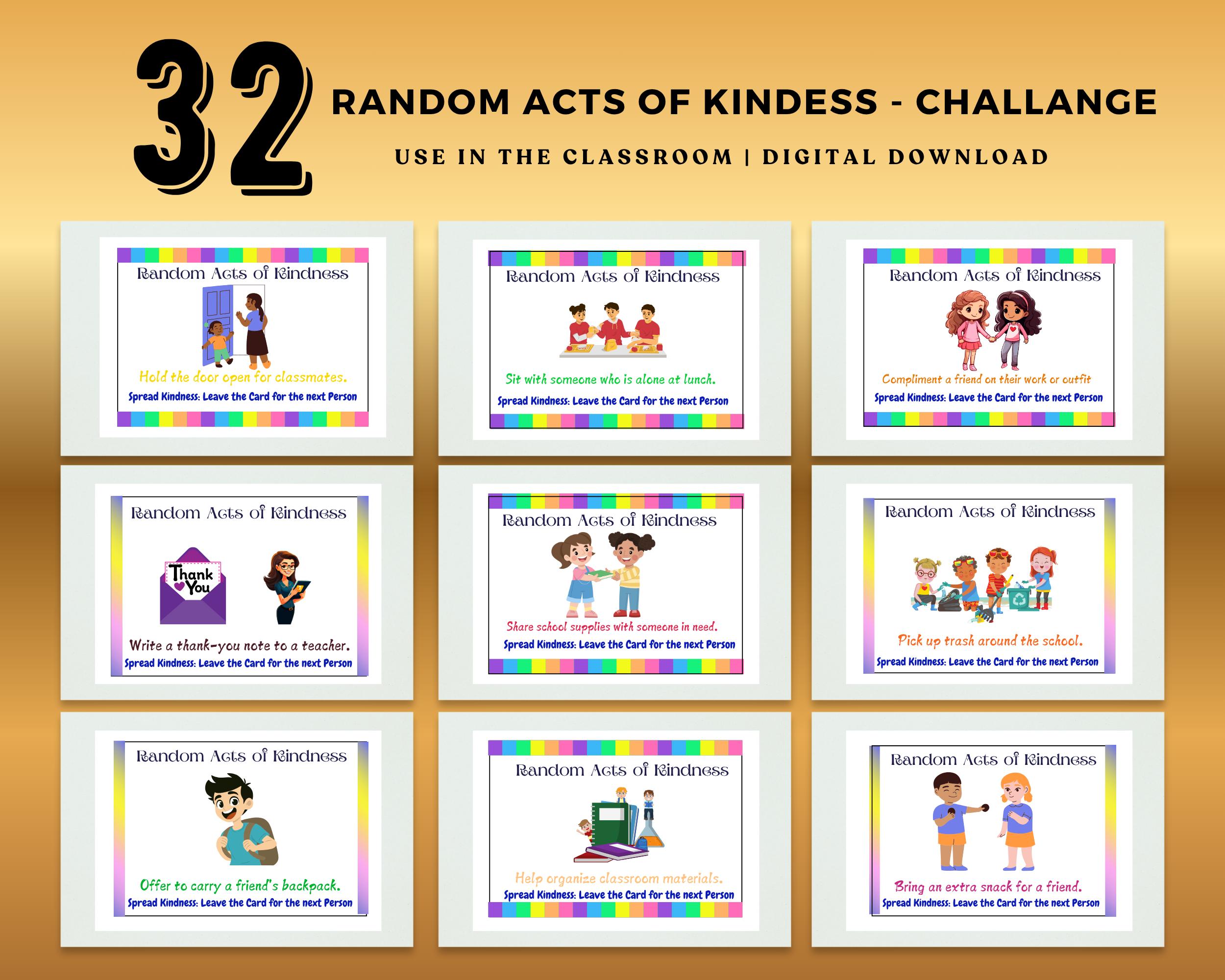 Kindness Challenge Cards: Printable Activity for Kids (instant Download ...