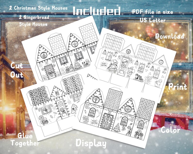 Christmas & Gingerbread Paper House Craft Kit Bundle/kids Activity/two ...