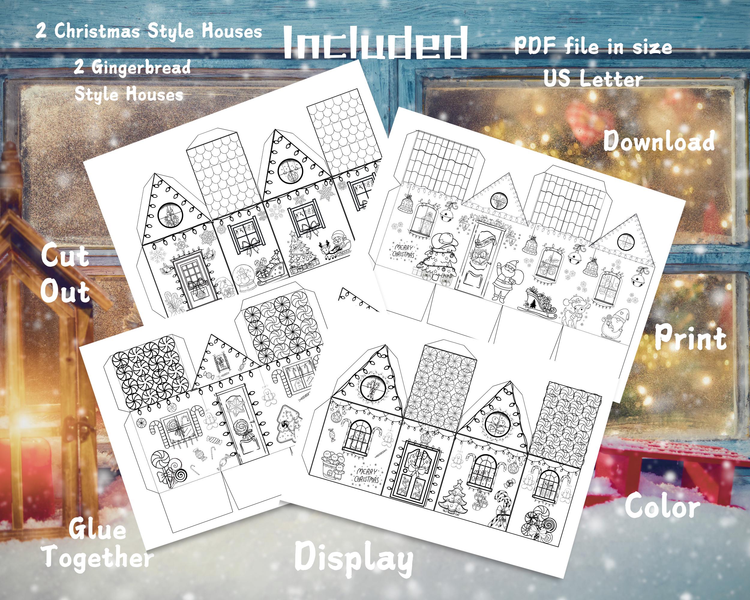 Christmas & Gingerbread Paper House Craft Kit Bundle/kids Activity/two ...