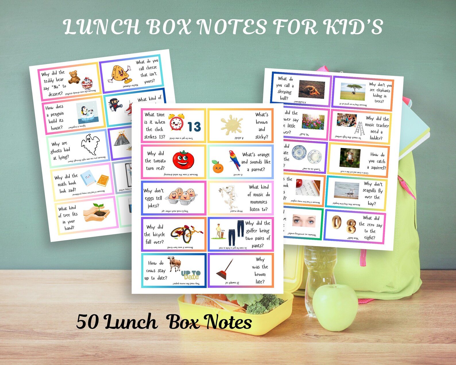 Printable Lunchbox Notes for Kids and Tweens/lunchbox Jokes for Kids/50 ...