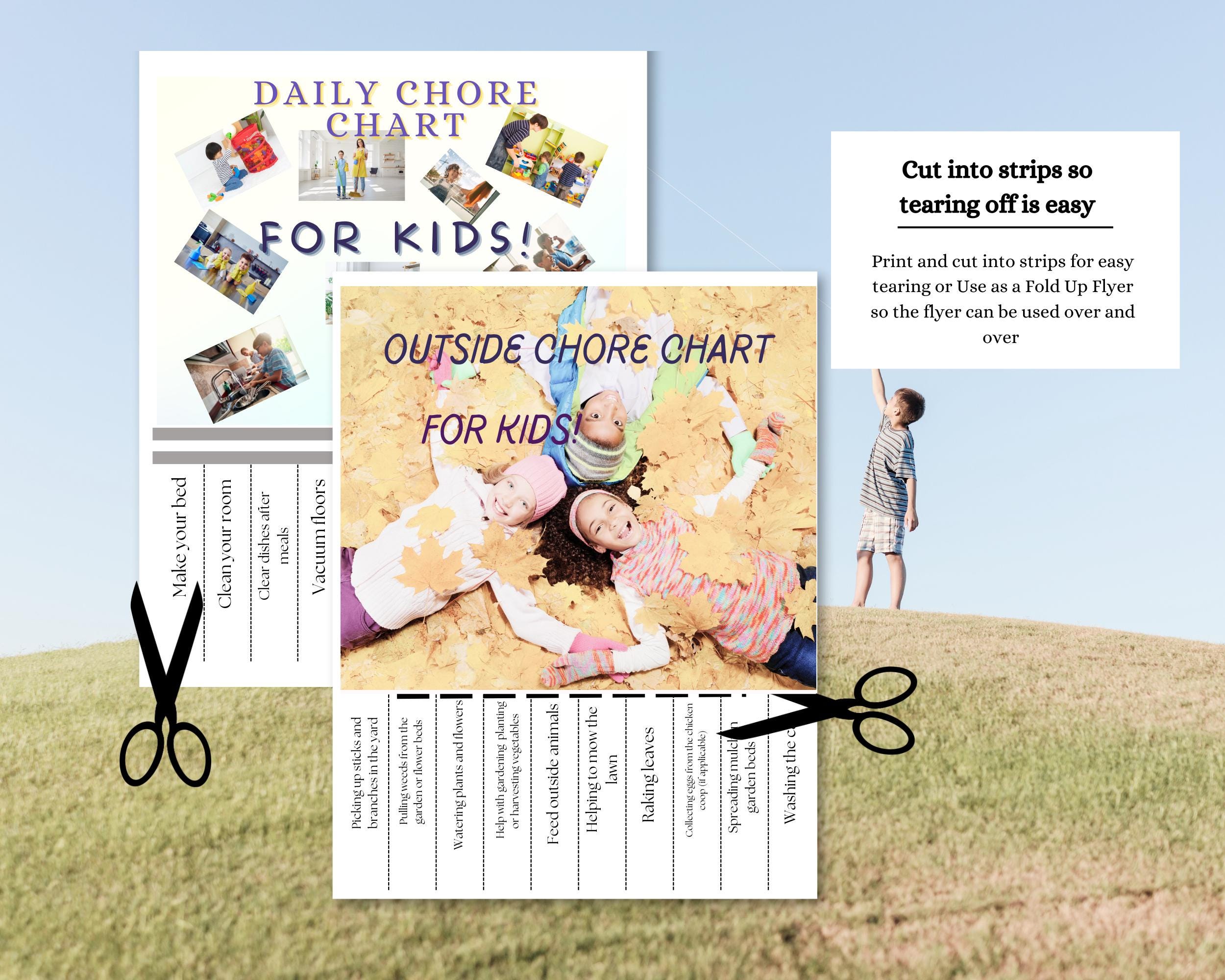 Kid's Chore Chart Inside Chores and Outside Chores Tear off or Flip up ...