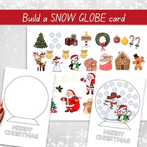Build a Snow Globe Card/color Cut and Paste Craft/ Snow Globe Color and ...