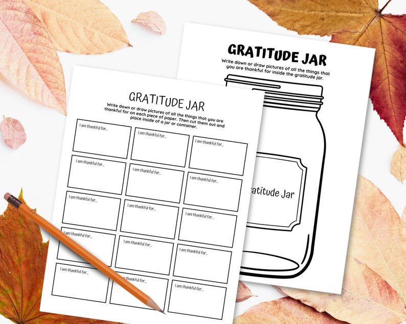 Gratitude Activity Bundle for Kids: Printable Jar Prompts, Printable ...