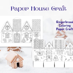 3D Gingerbread Paper House: Christmas Coloring Craft Activity ...