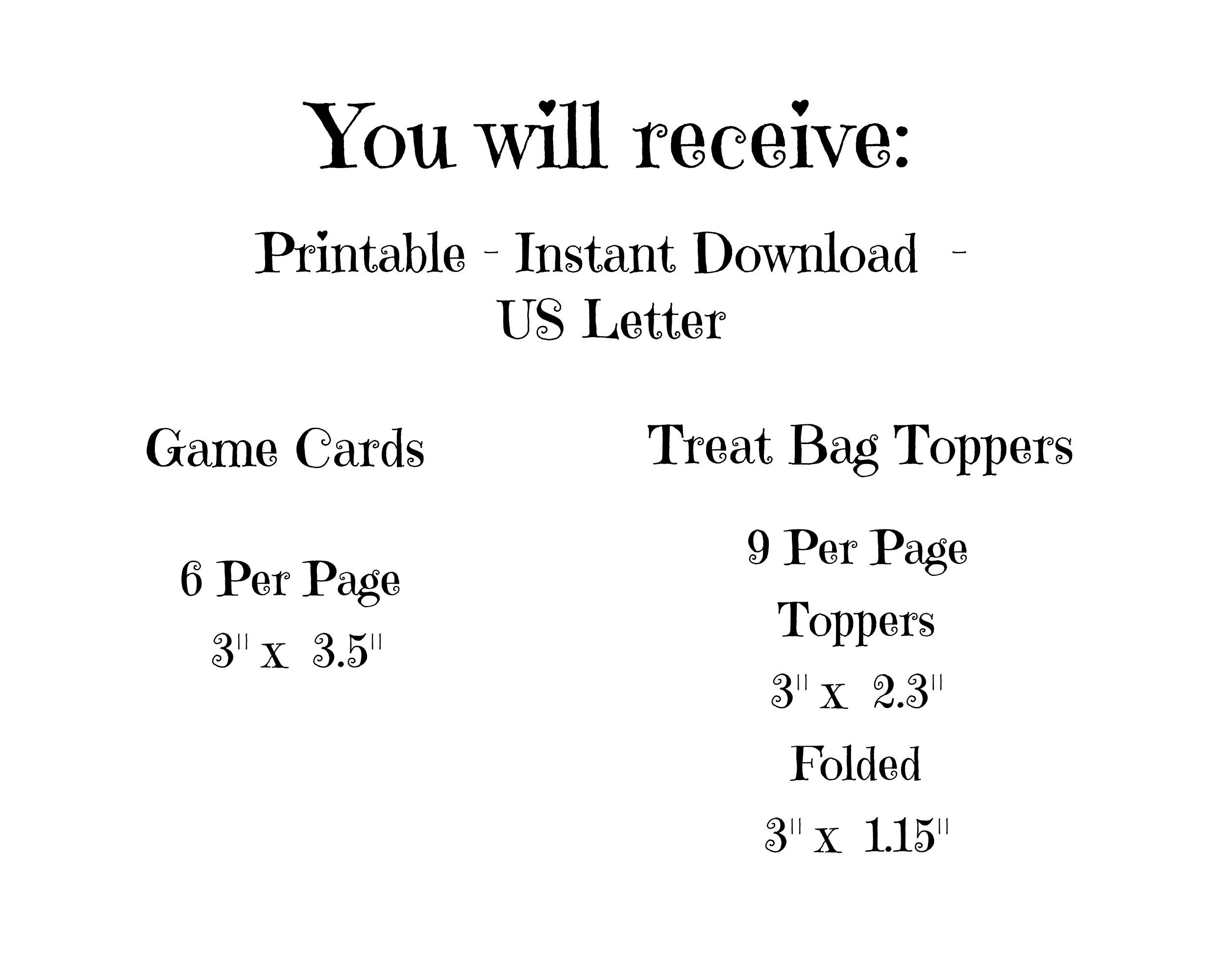 Valentine's Day Treat Bag Toppers: 3 Games, Printable Cards (instant ...
