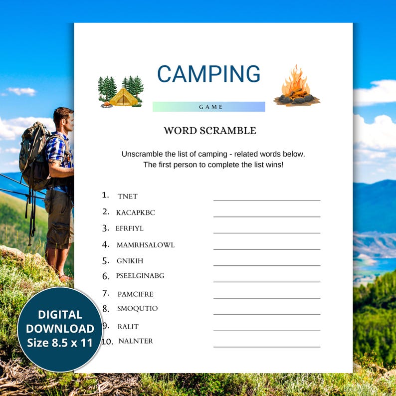 Camping Word Scramble Printable Game/camping Activities for Kids ...