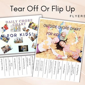 Kid's Chore Chart Inside Chores and Outside Chores Tear off or Flip up ...