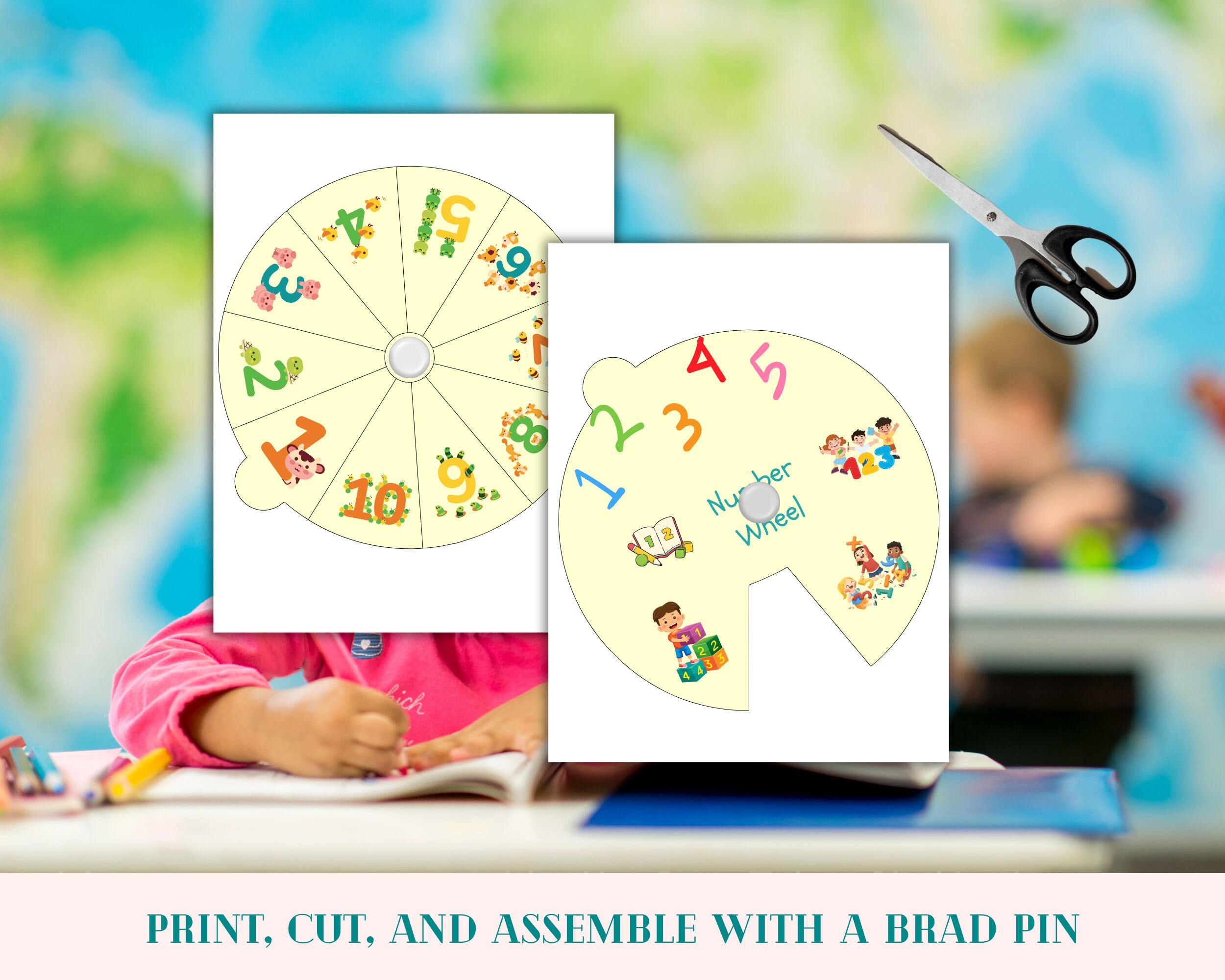 Count 1-10 Math Wheel Activity-preschool- Kindergarten Game- Printable ...