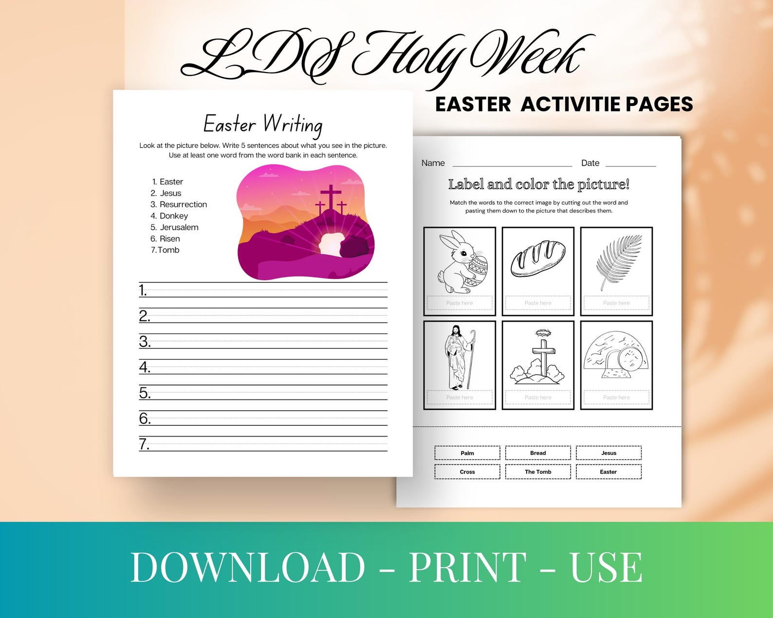 LDS Holy Week Activities Printable/easter Palm Sunday Activity/easter ...