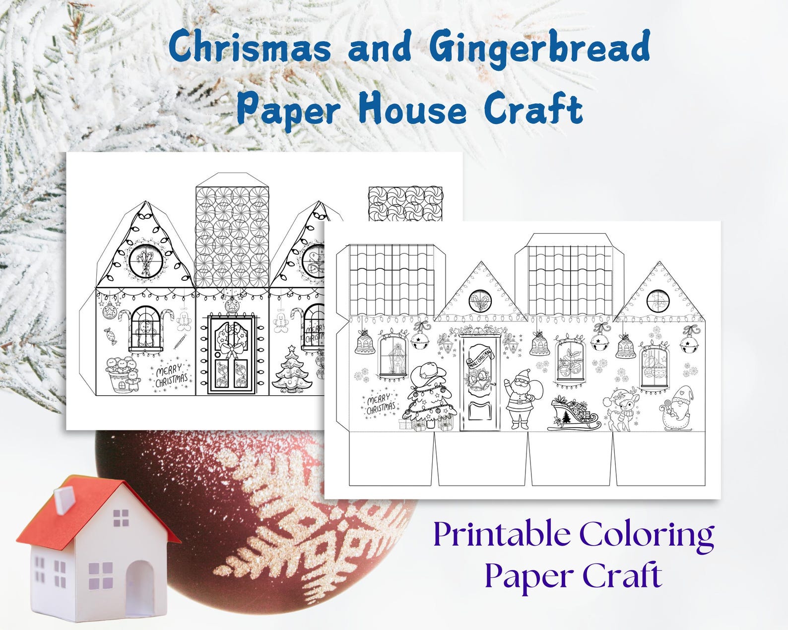 Christmas & Gingerbread Paper House Craft Kit Bundle/kids Activity/two ...