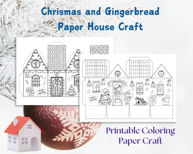 Christmas & Gingerbread Paper House Craft Kit Bundle/kids Activity/two ...