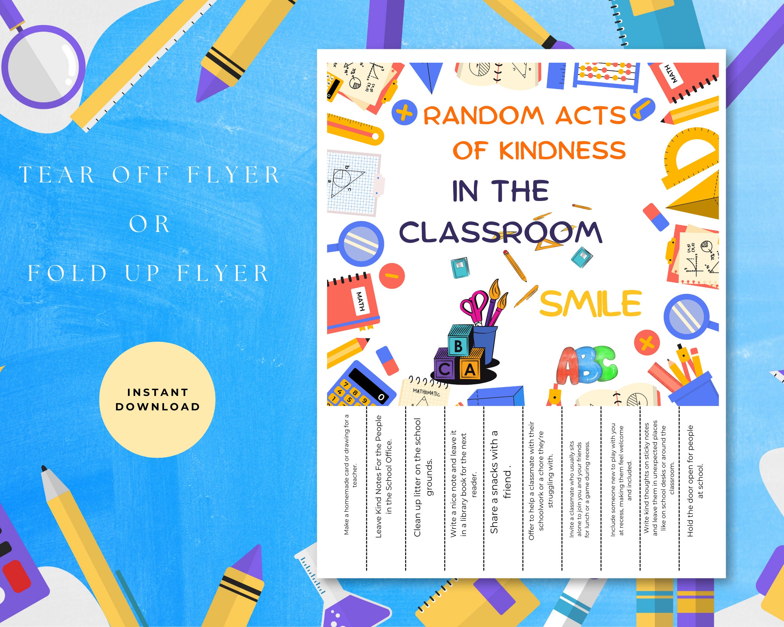 Random Acts of Kindness Teacher's Can Use in the Classroom. Tear off ...