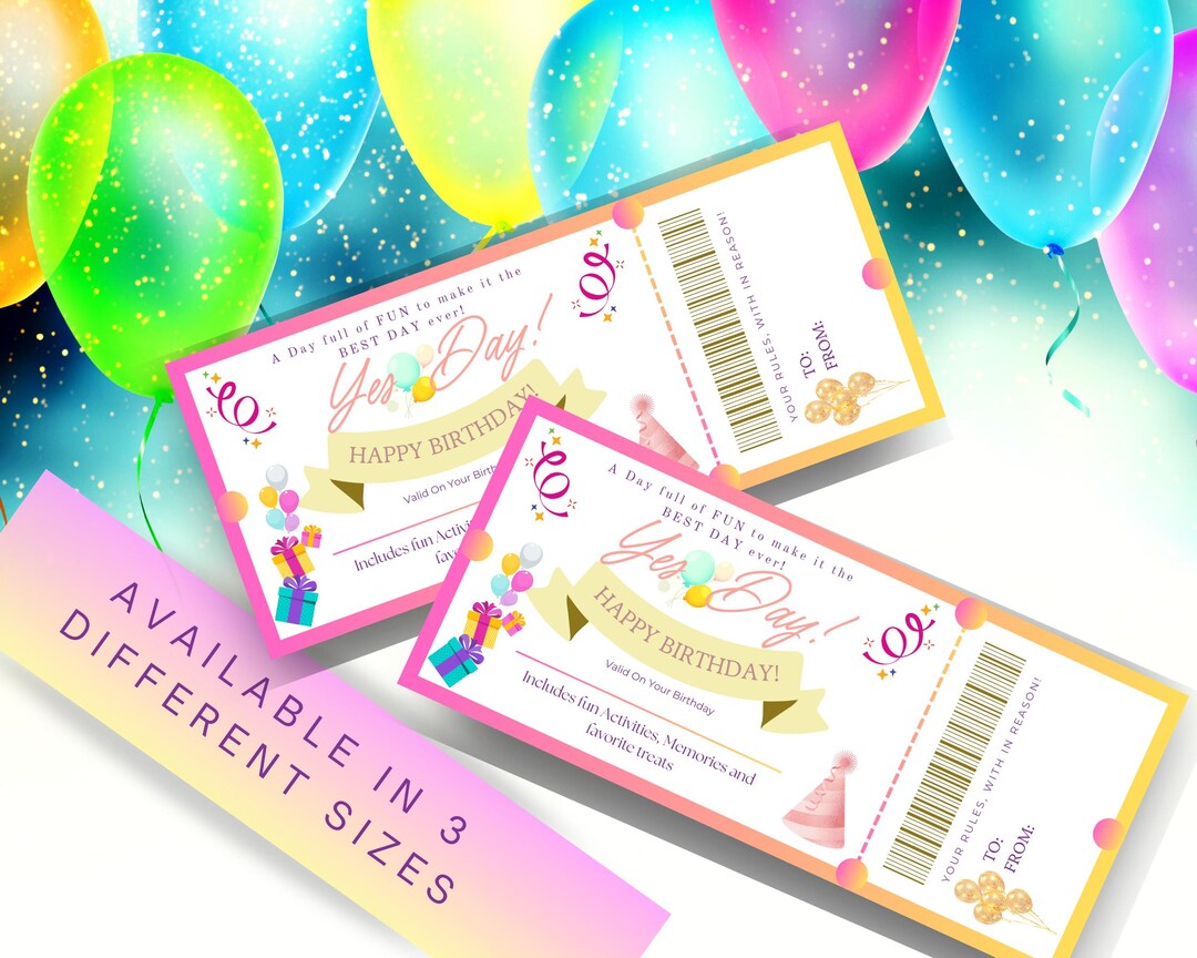 Birthday Yes Day Custom Gift Voucher Template/editable Birthday Voucher ...