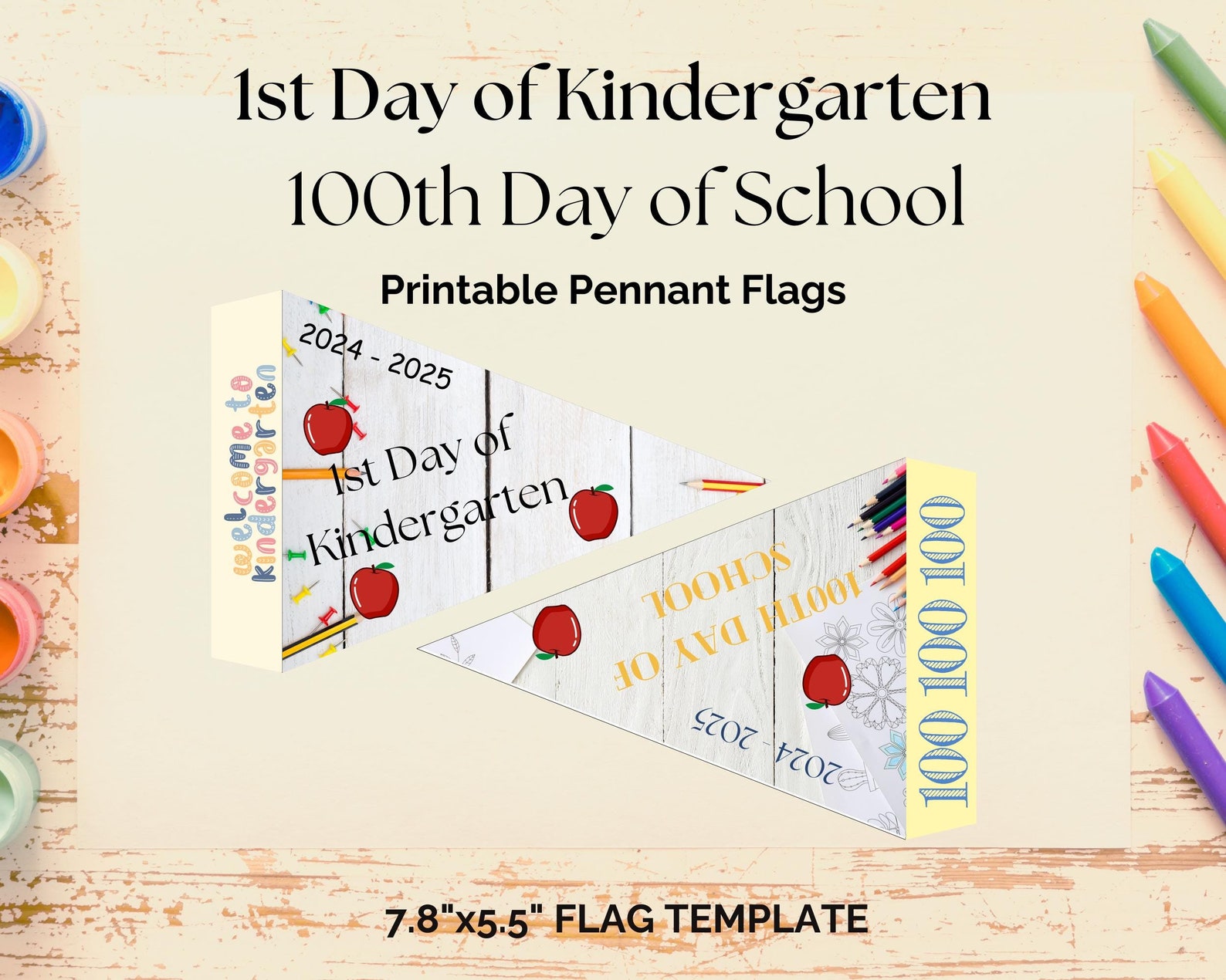 Kindergarten Pennant Flag/preschool Pennant/celebrate Your Teacher Flag ...