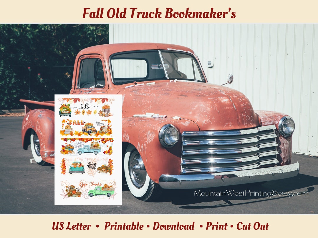 Set of 5 Rustic Old Truck Bookmaker Bundle Old Farm Truck's Autumn ...