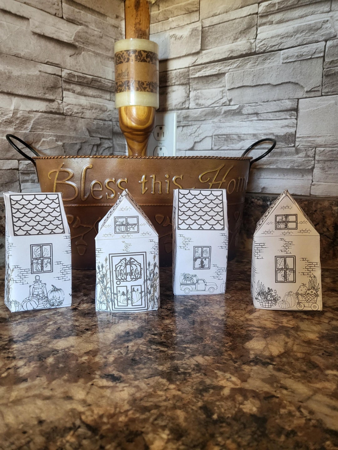 Fall Paper House Kids Craft/printable Fall Paper House Template/3d ...