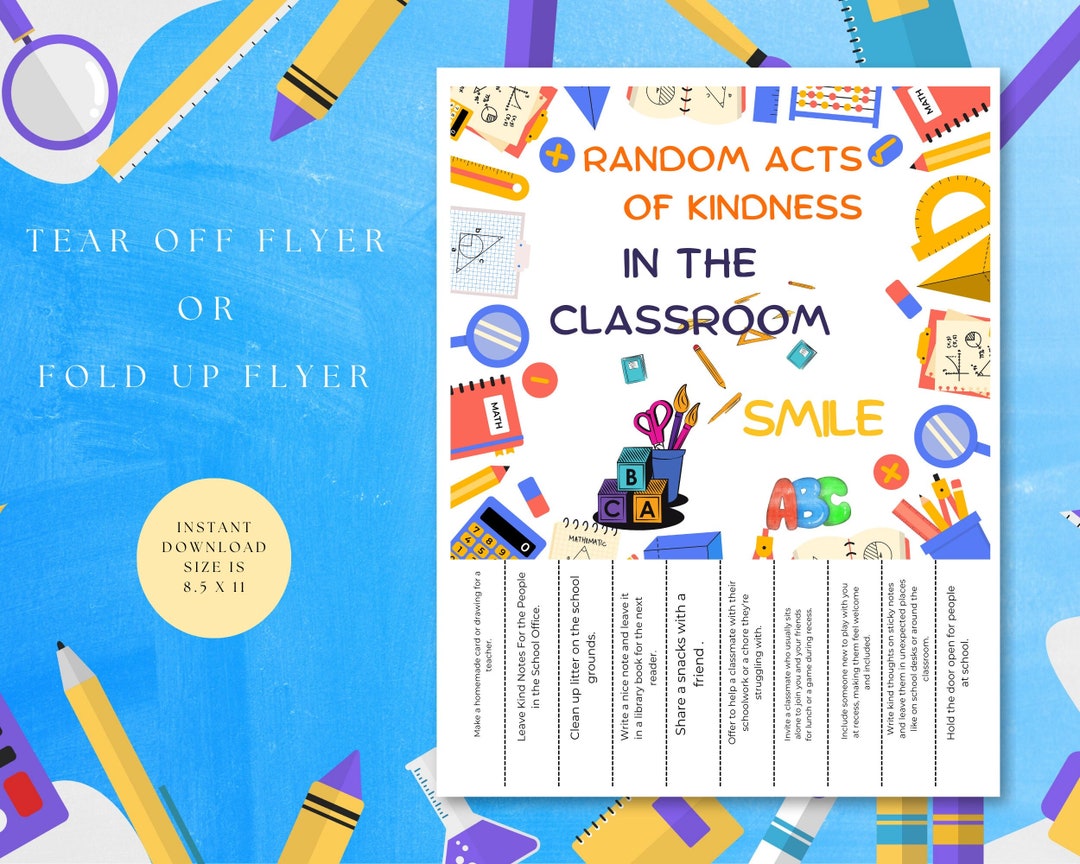 Random Acts of Kindness Teacher's Can Use in the Classroom. Tear off ...