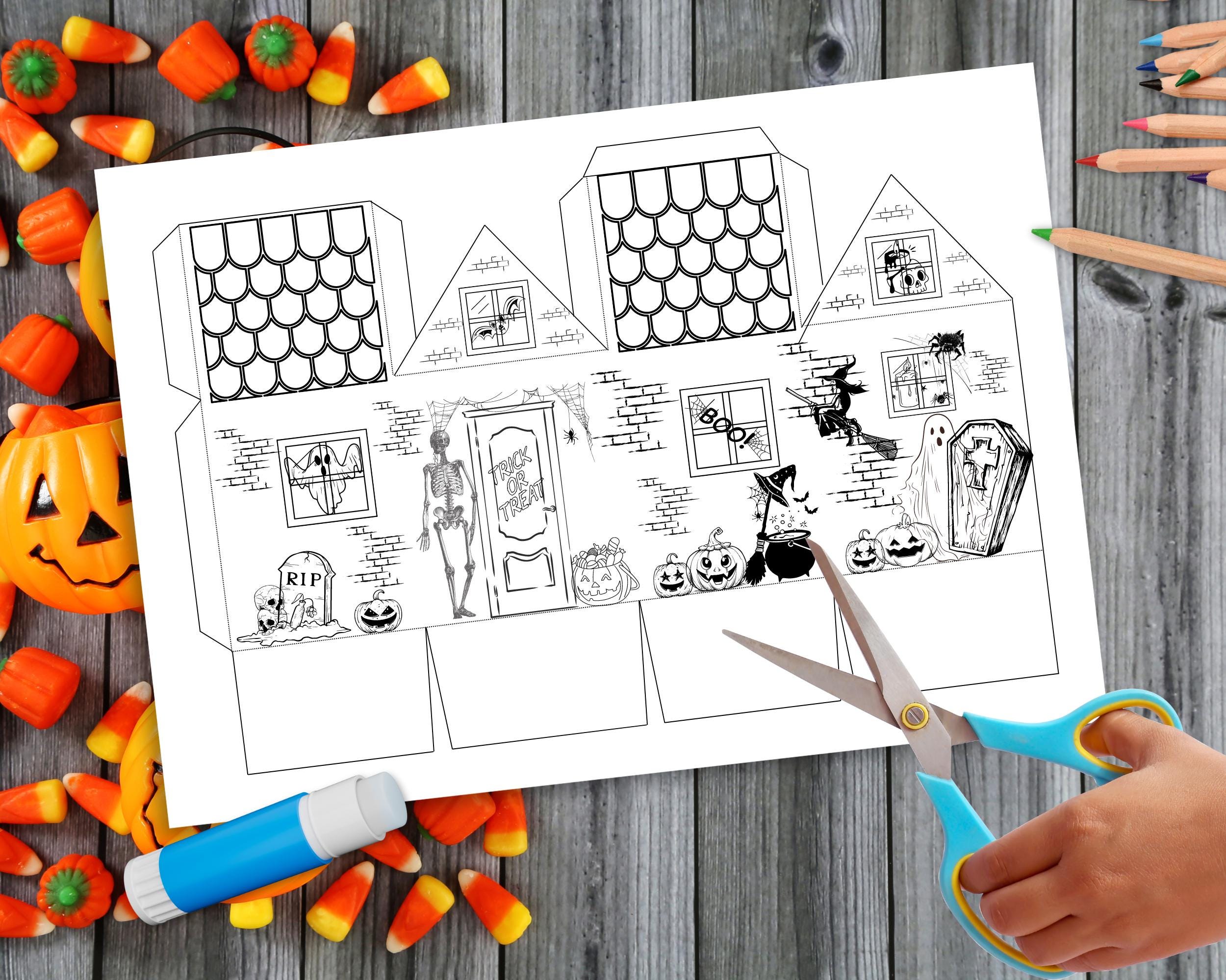 Spooky Halloween House Paper Craft for Kids/printable Halloween Paper ...