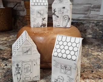 Halloween Haunted House Paper Coloring Craft Template | Printable ...