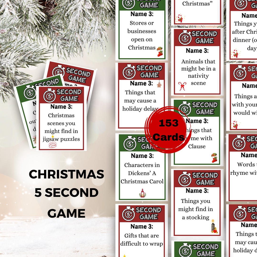 Christmas 5 Second Game | Christmas Game Adults Family Kids Game Night ...