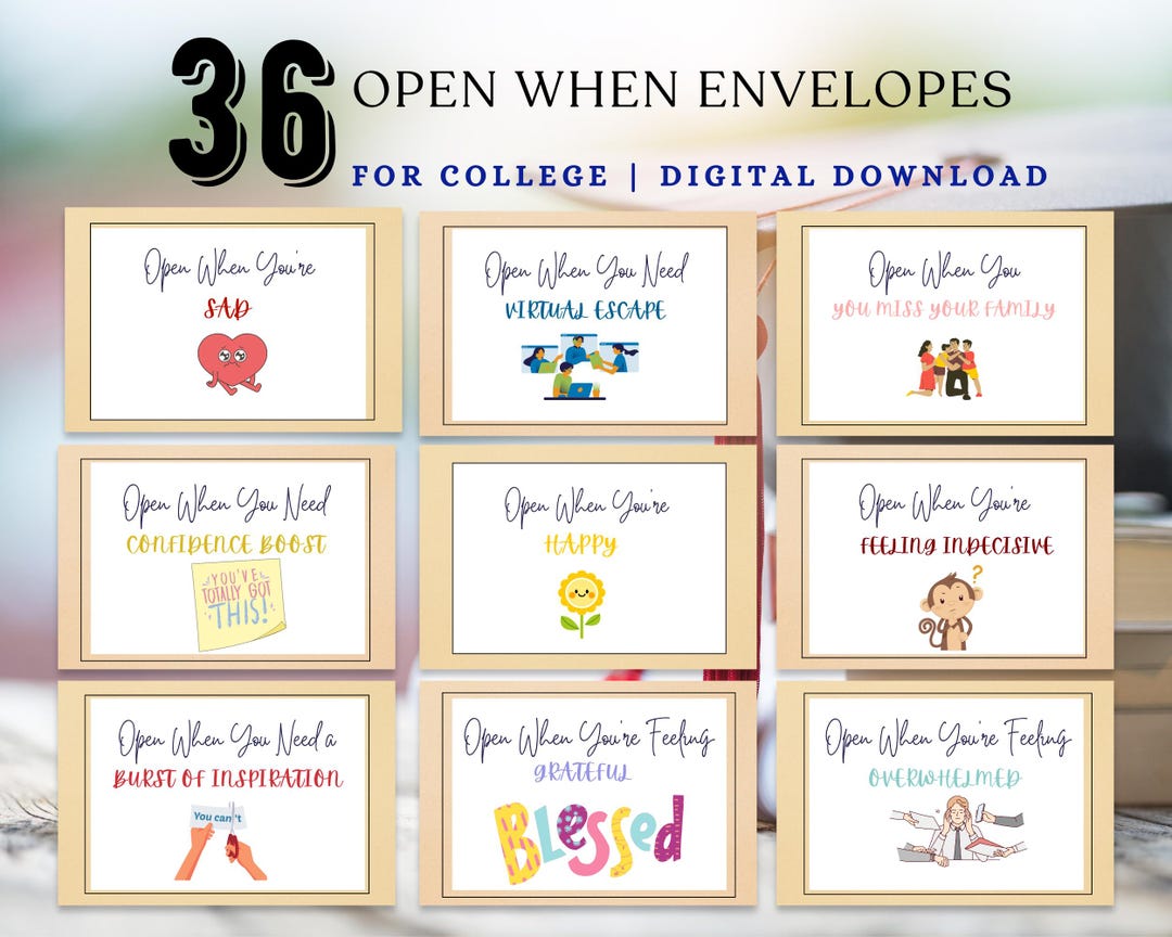 Open When Envelopes Printable/open When Envelopes for College/open When ...