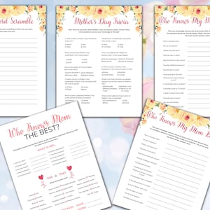 Mothers Day Game Bundle: Printable Party Games, Mothers Day Party Game ...