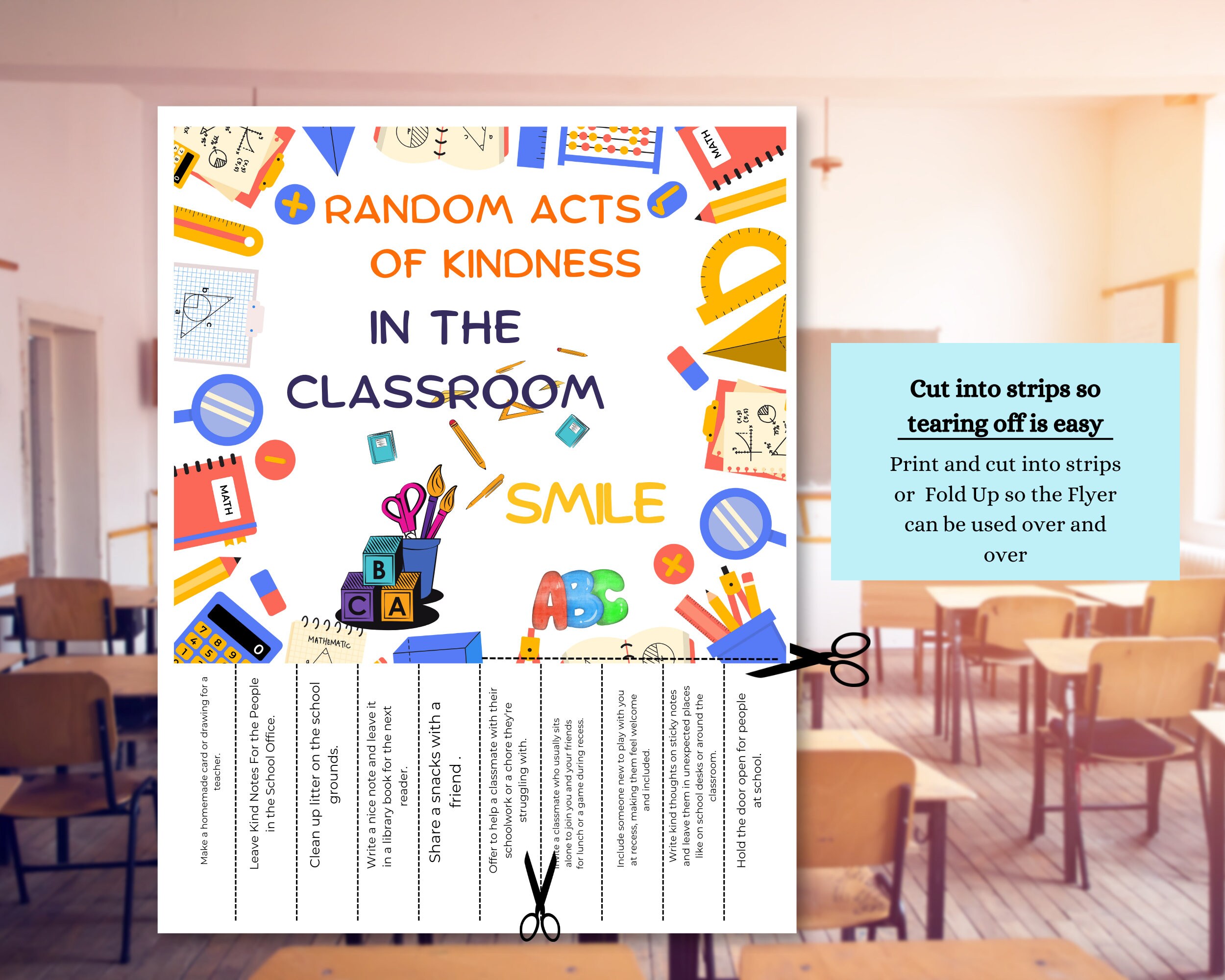 Random Acts of Kindness Teacher's Can Use in the Classroom. Tear off ...