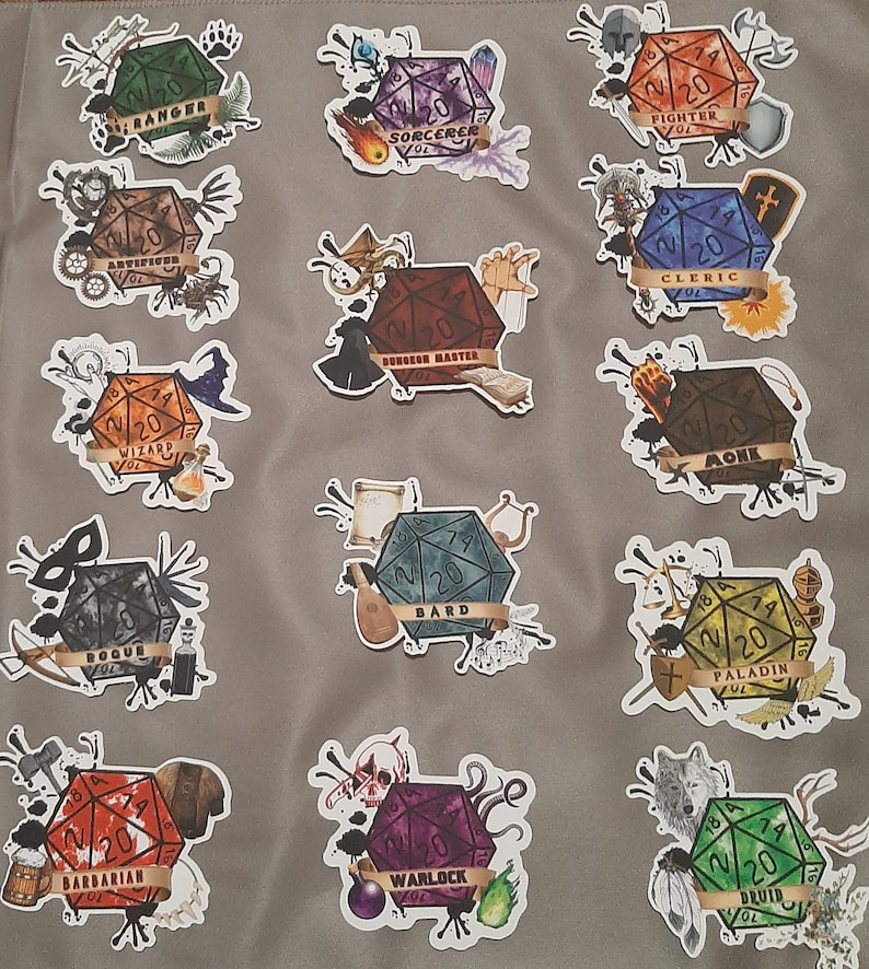 Dungeons & Dragons Vinyl Class Stickers Nerdy DND Rogue - Etsy