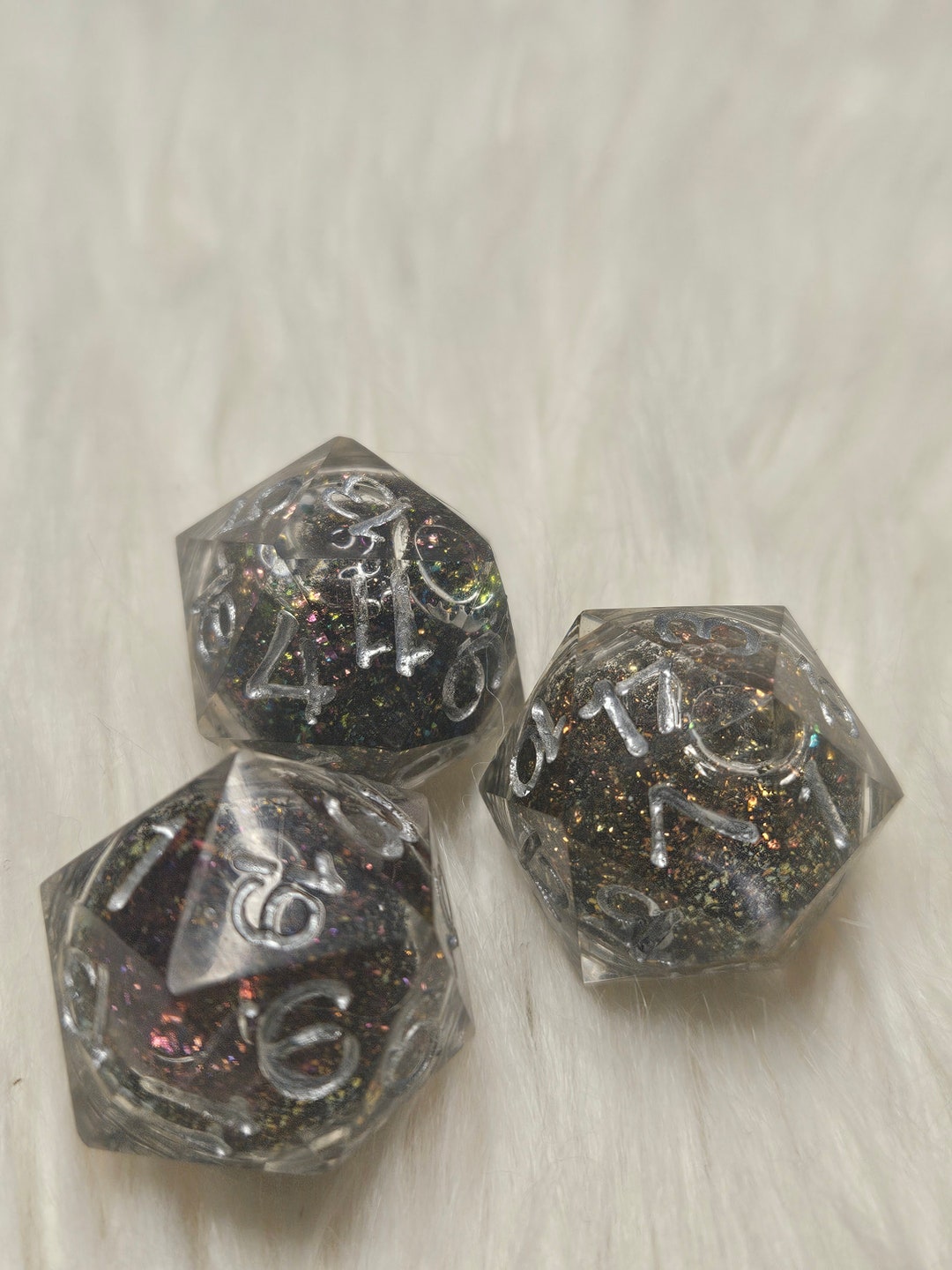 Mettalic Chrome Flake Liquid Core D20 - Etsy