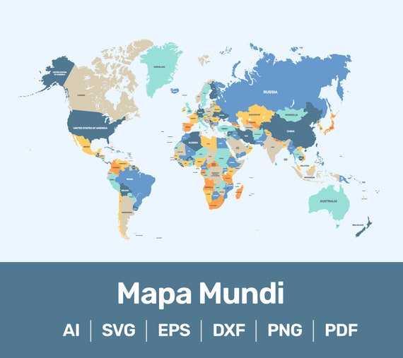 Vector World Map Ai Svg Png Pdf Dxf Eps - Etsy