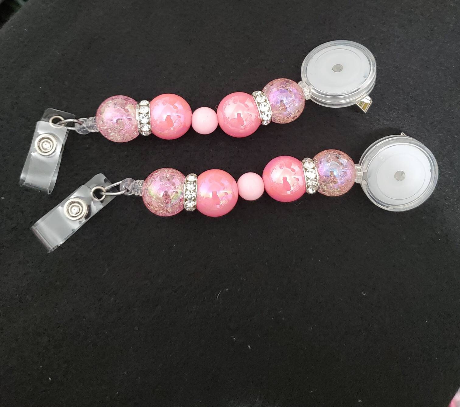 Pink ID Badge, Beaded Novelty , Gifts for Her, Work Jewelry, Work Bling ...