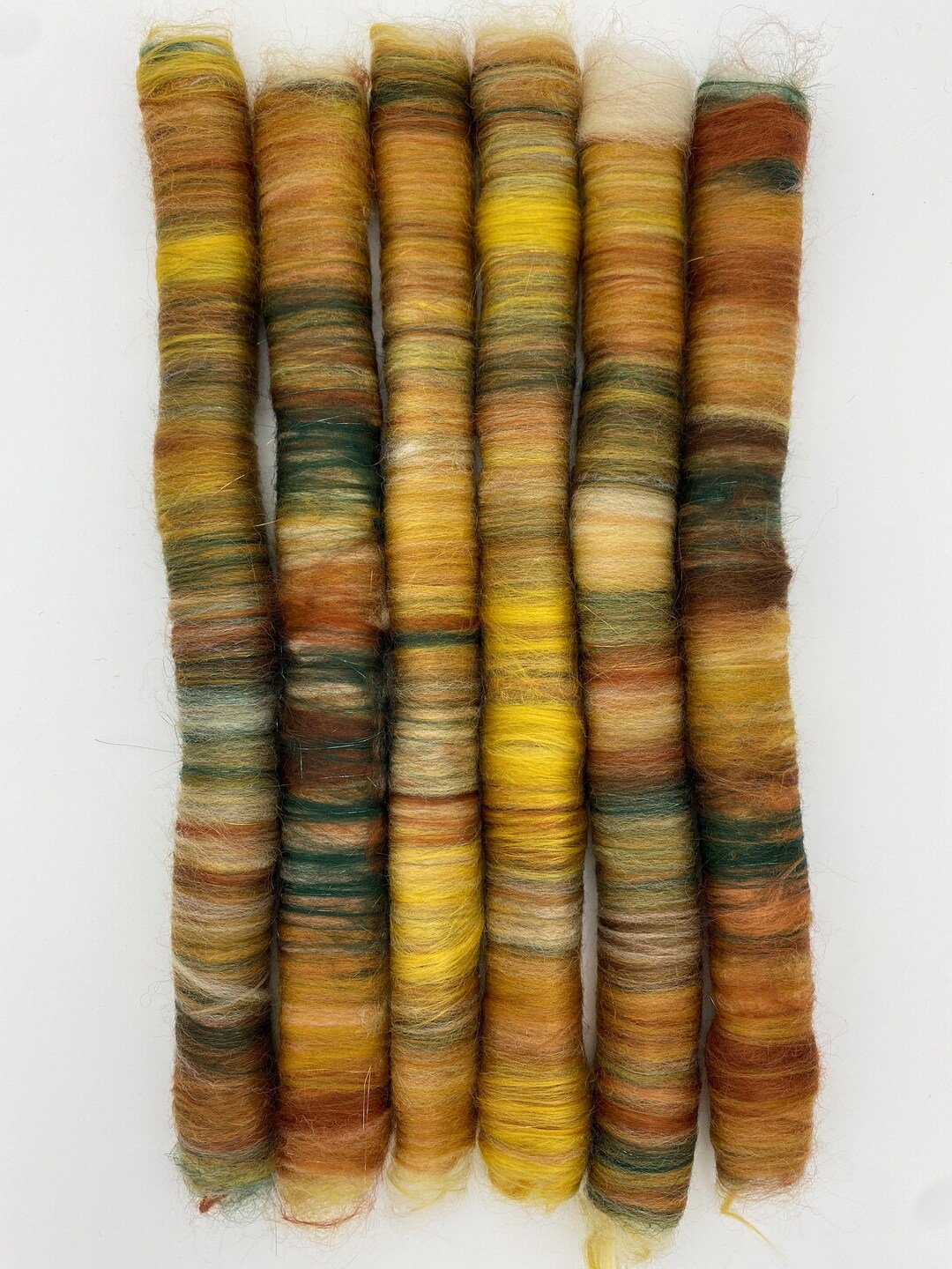 Rolag Set for Spinning, Yarn, Brown/gold/green and Sparkle - Etsy