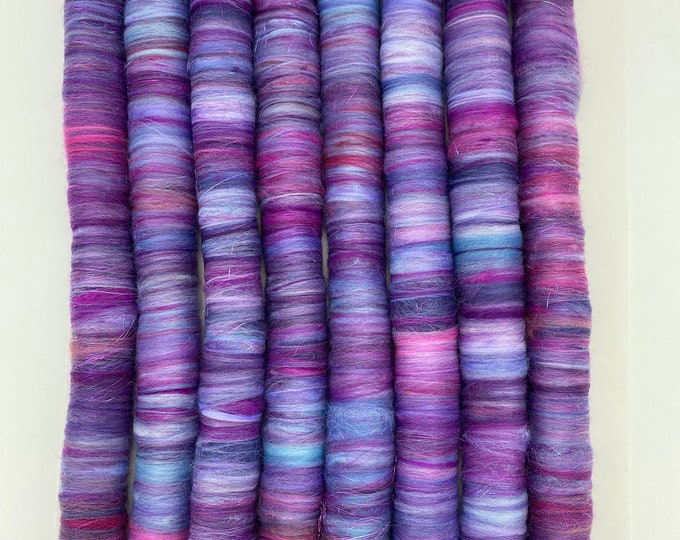 Rolag Set for Spinning, Yarn, Purple/blue/pink and Sparkle - Etsy