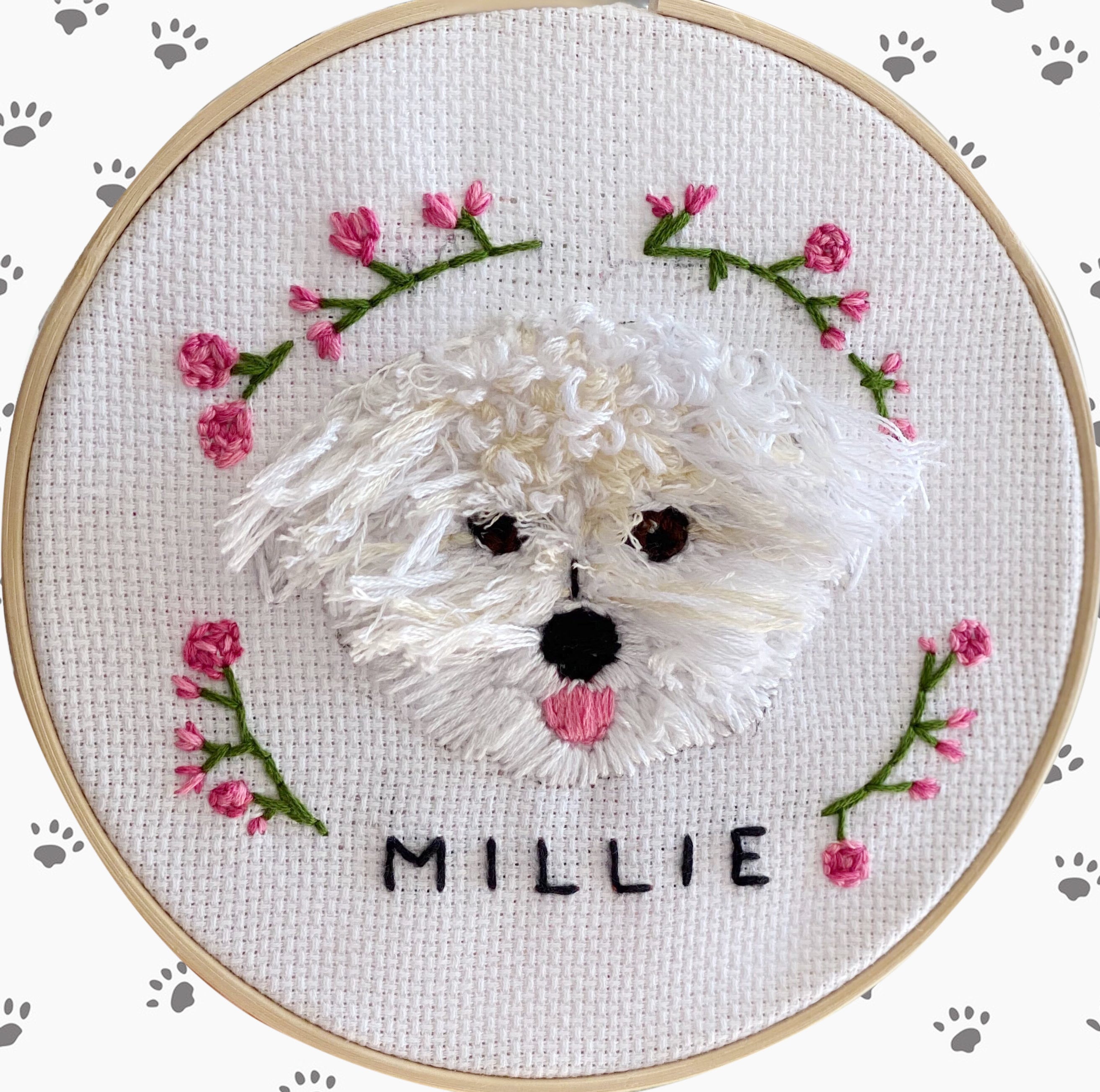 DOG Custom Embroidered Pet Portrait | Etsy