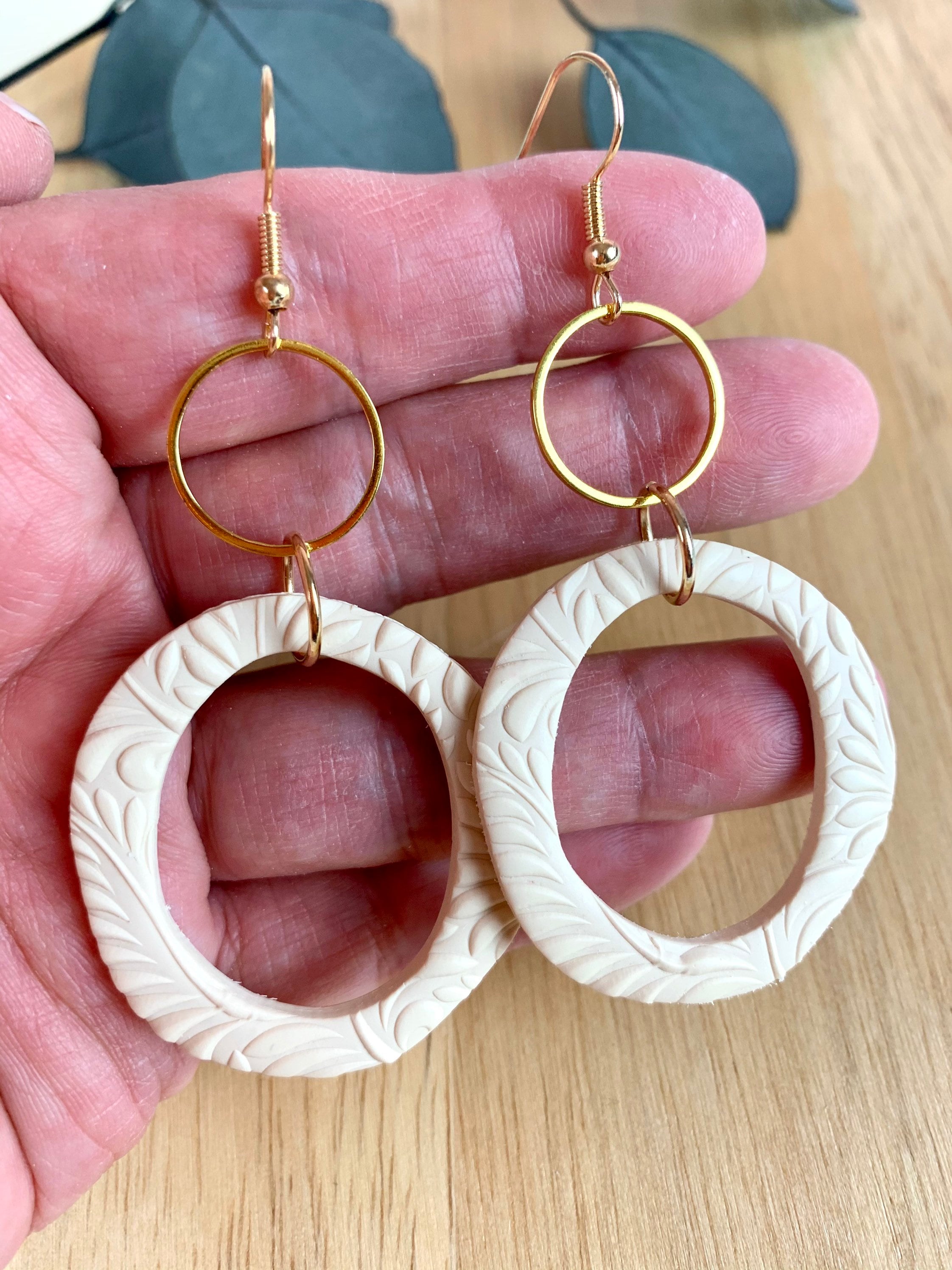 Abstract hoop earrings polymer clay earrings handmade | Etsy