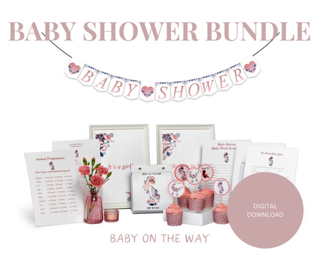 Baby Shower Bundle Printables, Instant Digital Download, Baby Shower ...