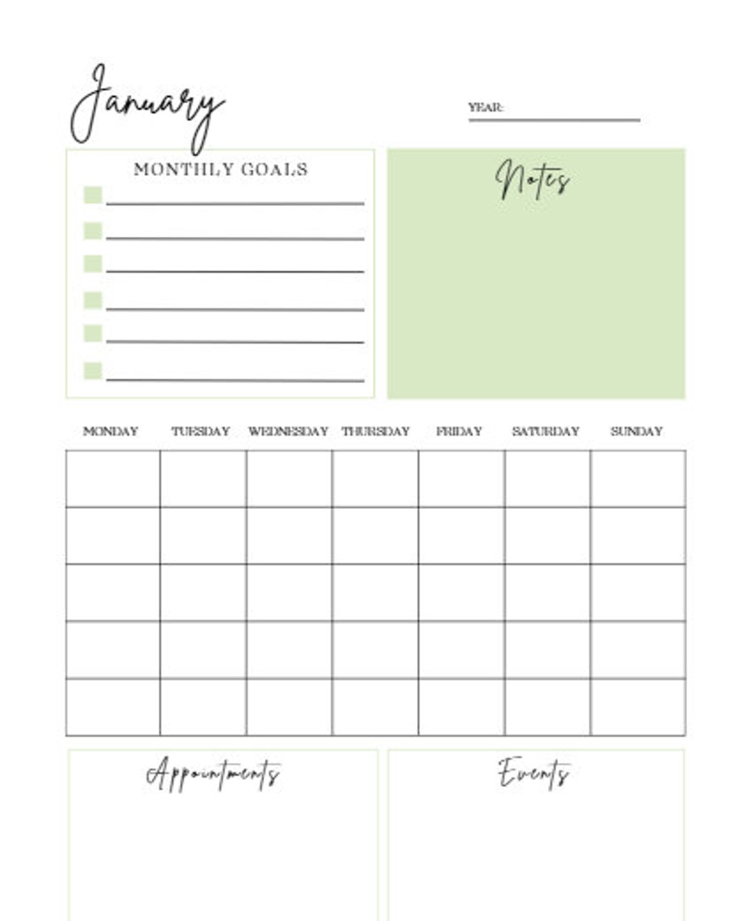 Printable 12 Month Goal Planner - Etsy