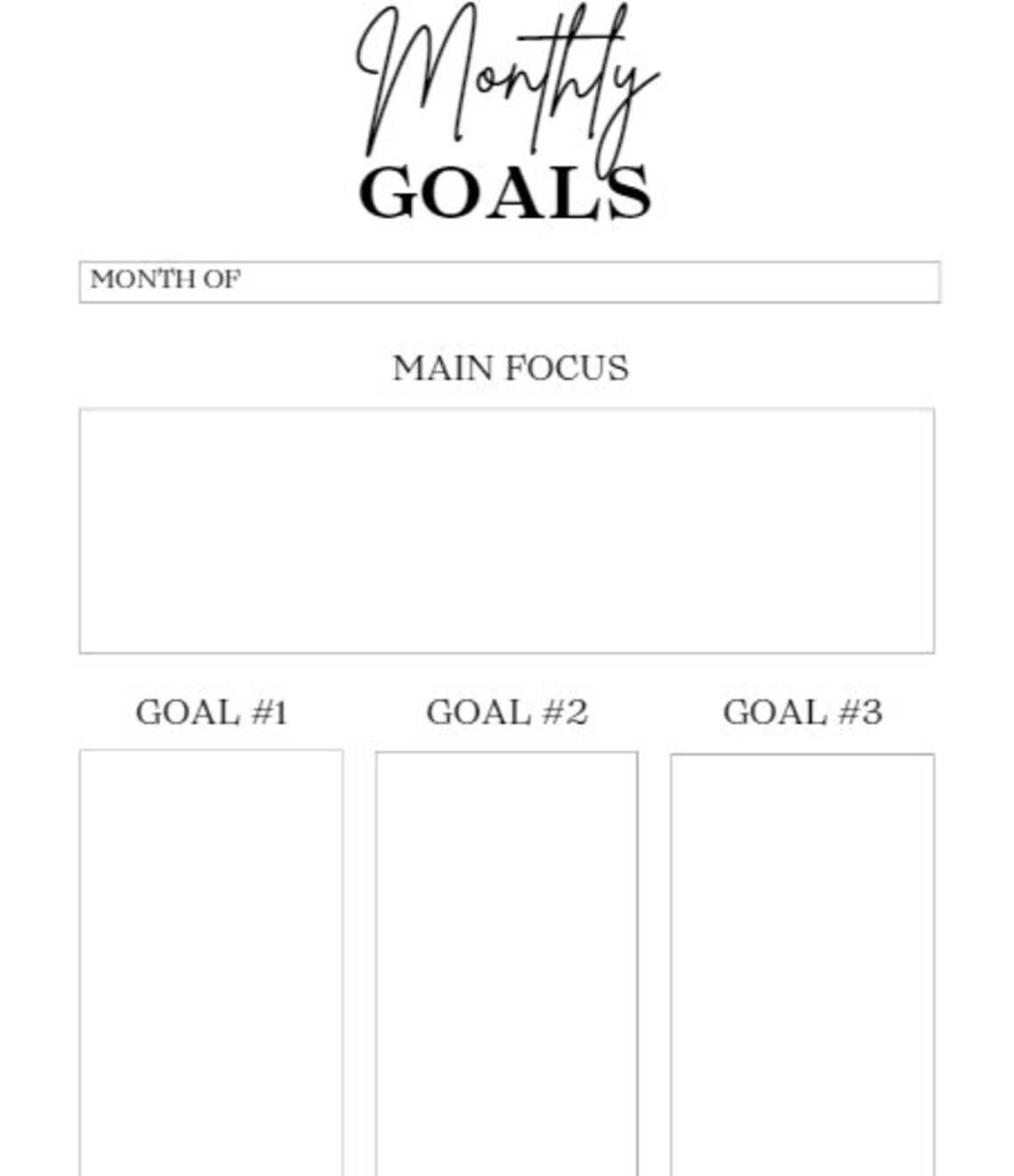 Printable Month Goal Planner - Etsy