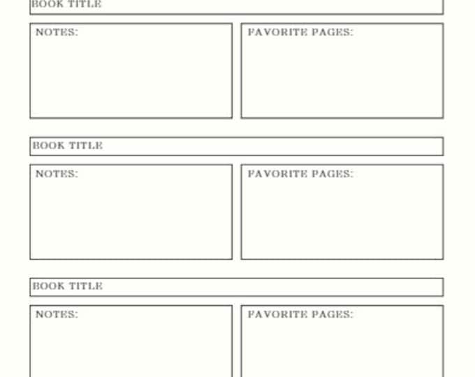 Reading Notes Template, Book Notes Printable, Reading Log Printable ...