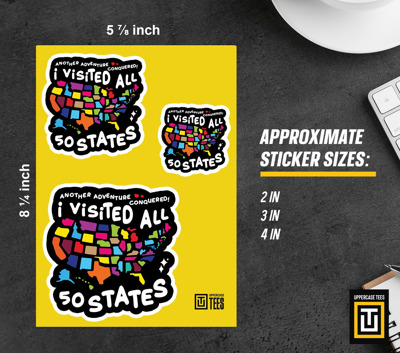 Visit All 50 States Sticker Sheet, 50 States Travel Challenge 2in 3in ...