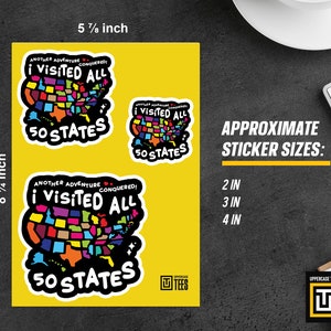 Visit All 50 States Sticker Sheet, 50 States Travel Challenge 2in 3in ...
