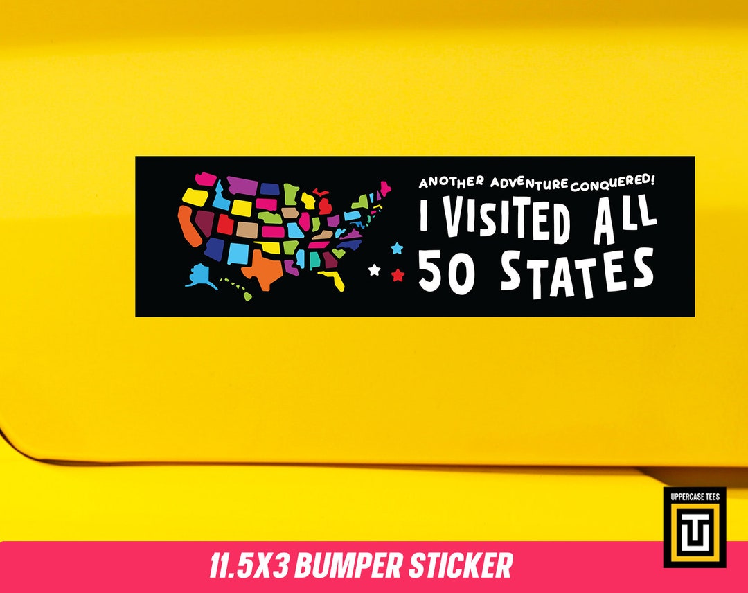 Visit All 50 States Bumper Sticker, 50 States Travel Challenge 11.5x3 ...