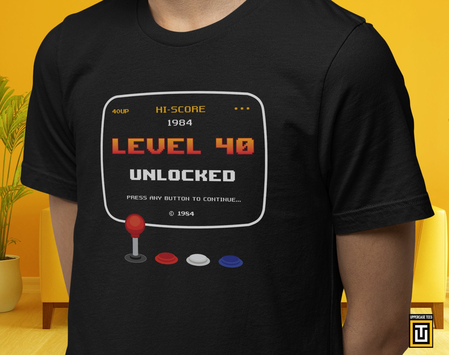 Level 40 Unlocked Shirt, 40th Birthday Shirt, Retro Arcade Screen Tee ...