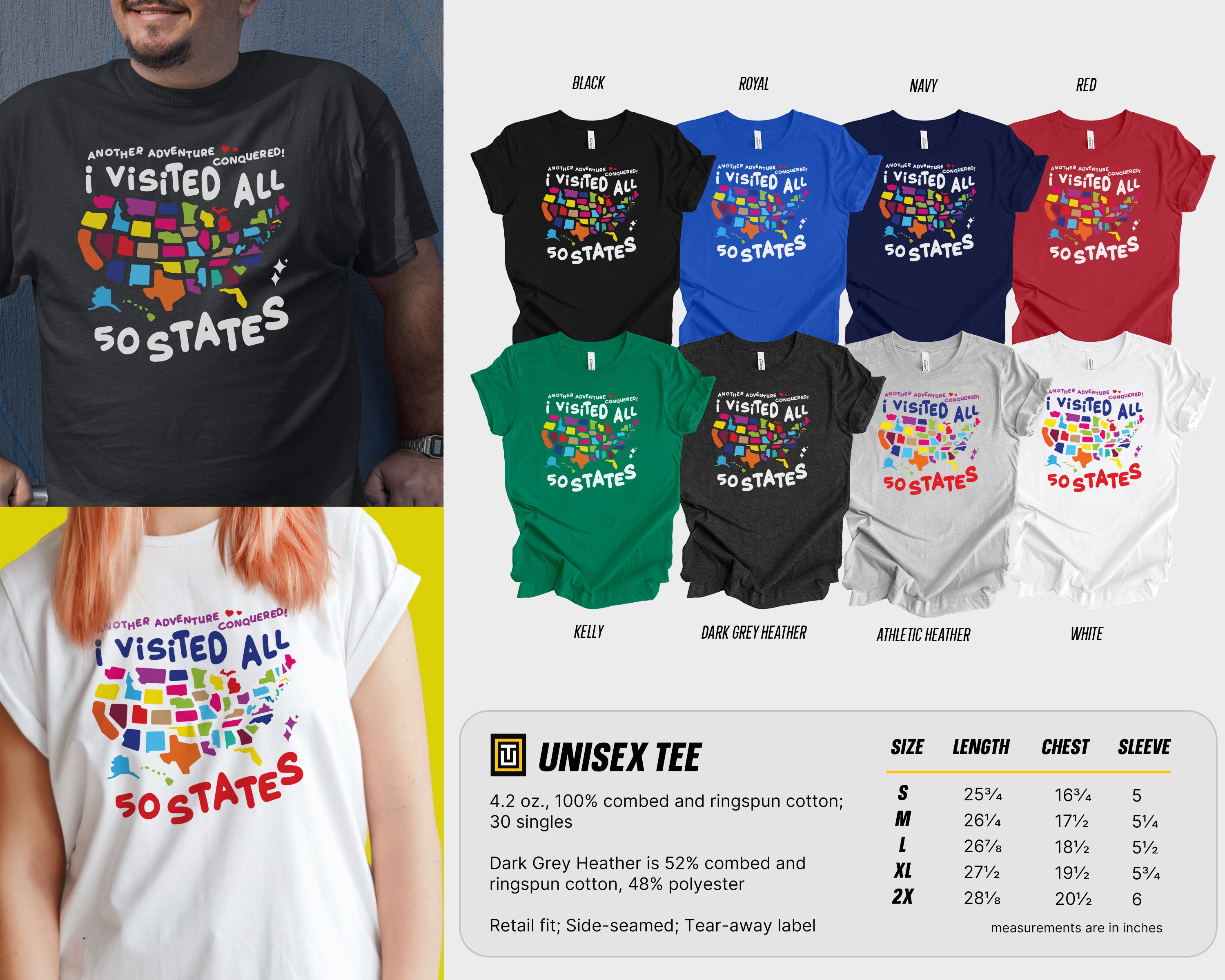Visit All 50 States Shirt, 50 States Travel Challenge Tee, United ...