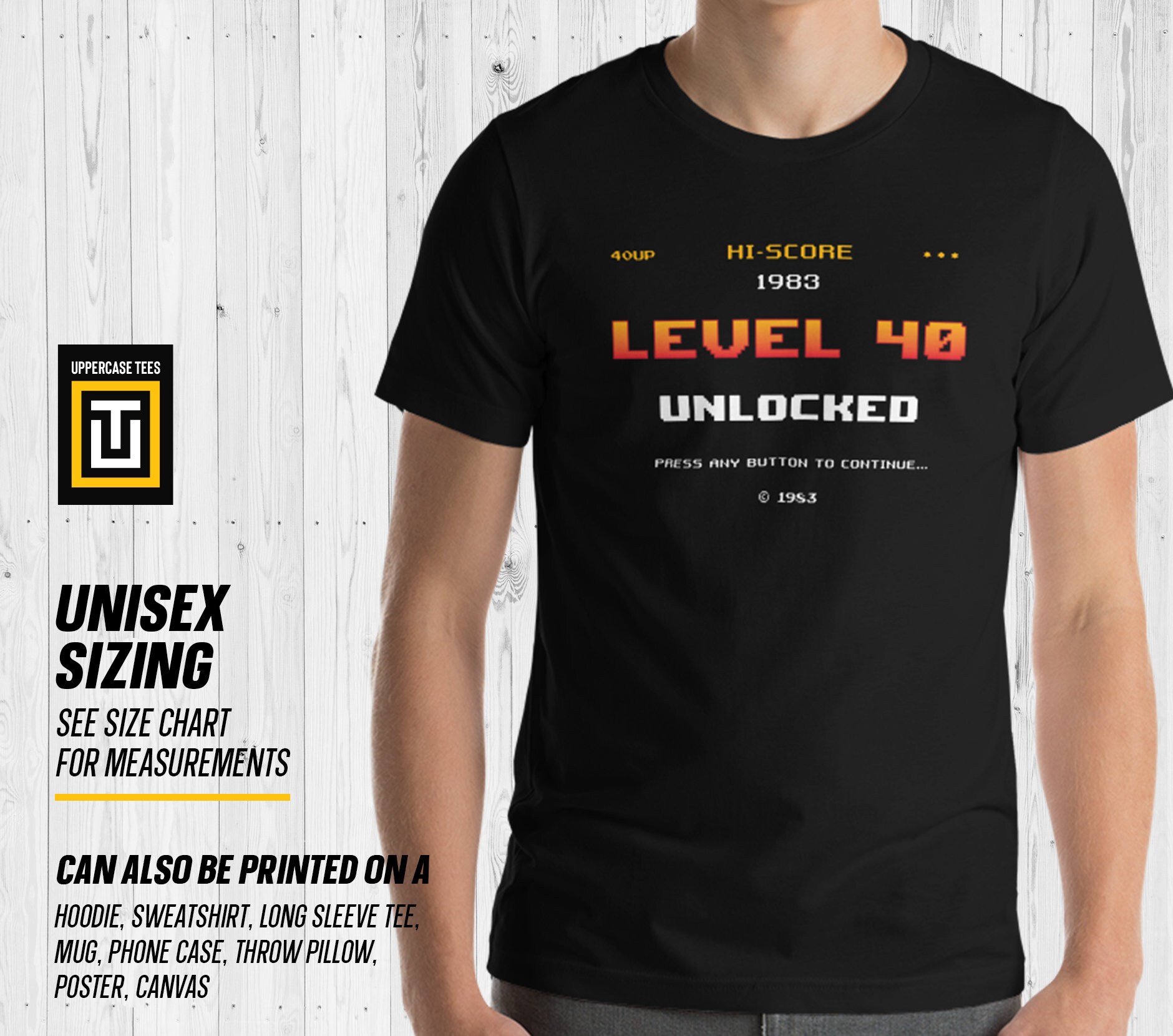 40th Birthday Shirt Level 40 Unlocked 1983 Retro Arcade - Etsy