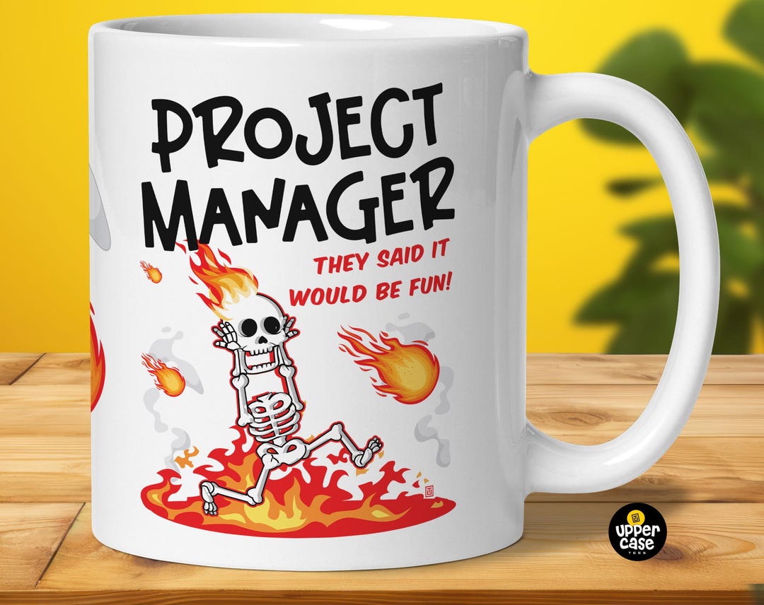 Funny Project Manager Mug: Skeleton Fireball Design - Etsy
