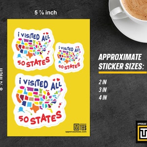 Visit All 50 States Sticker Sheet, 50 States Travel Challenge 2in 3in ...
