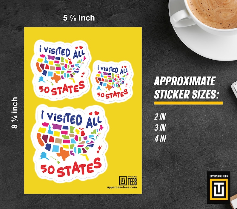 Visit All 50 States Sticker Sheet, 50 States Travel Challenge 2in 3in ...
