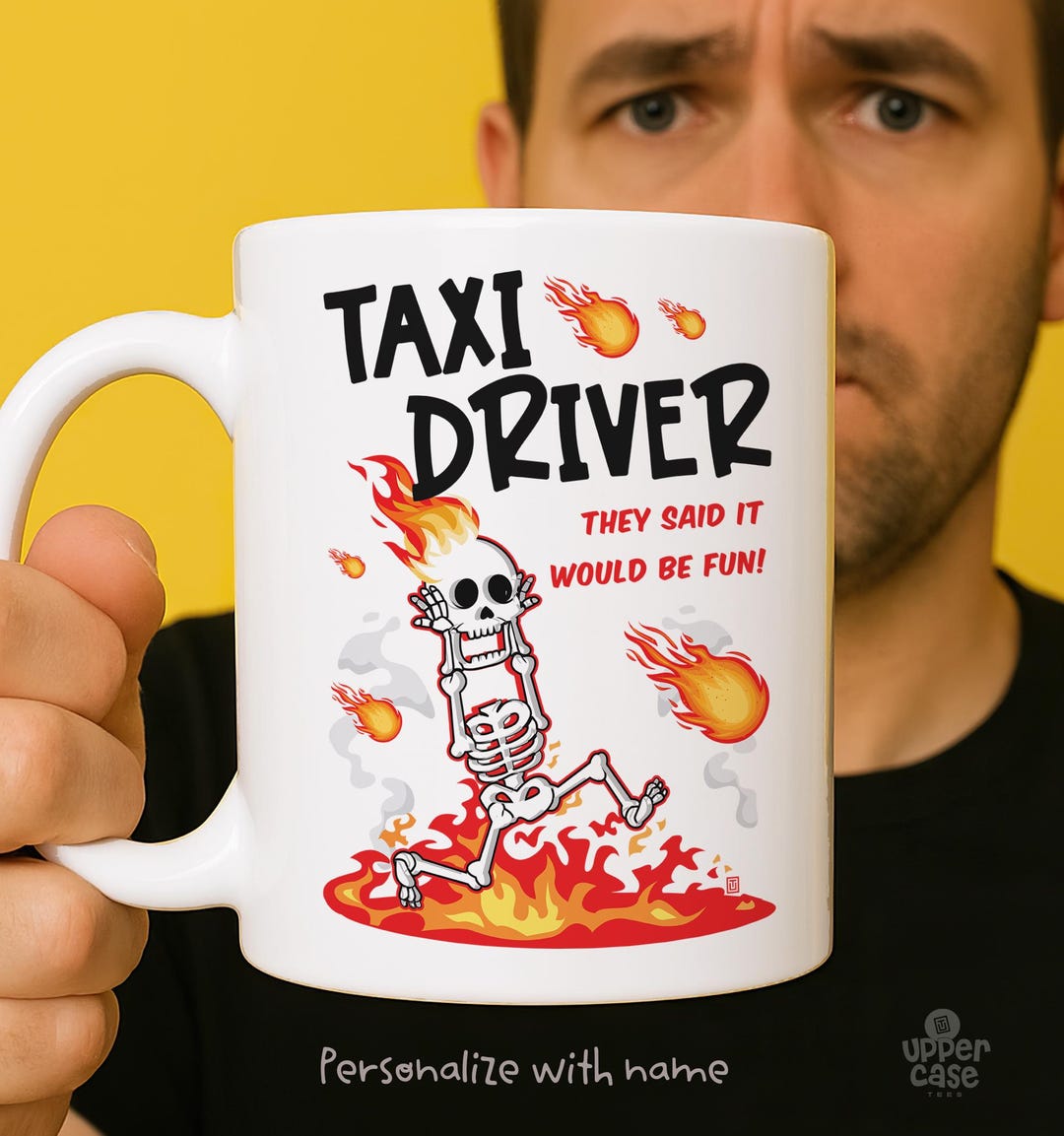 Funny Taxi Driver Mug – Skeleton Coffee Cup for Cab Drivers - Rideshare ...